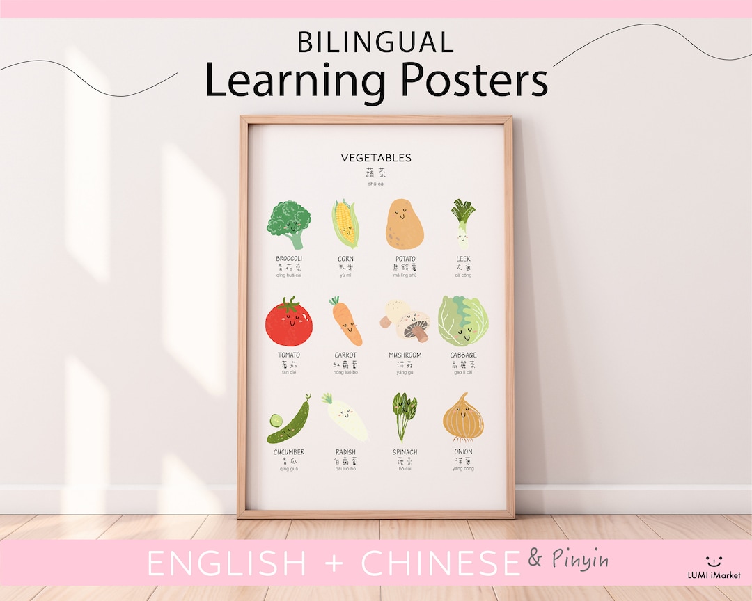 Chinese Learning Posters | Vegetables Poster | Bilingual Chinese ...