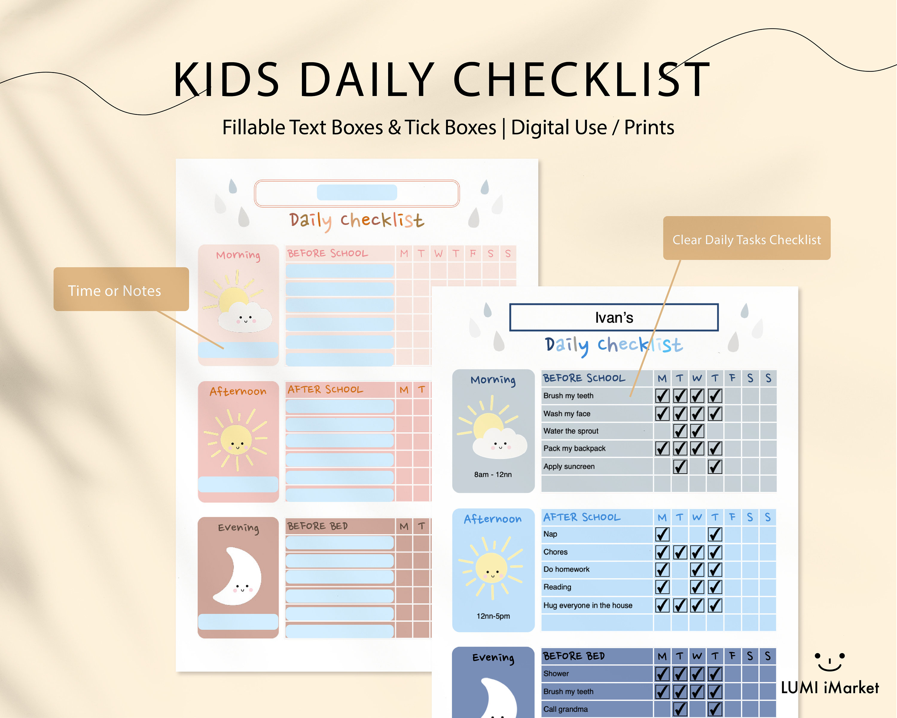 Kids Daily Checklist | Daily Routine | Homeschool Planner | Editable ...