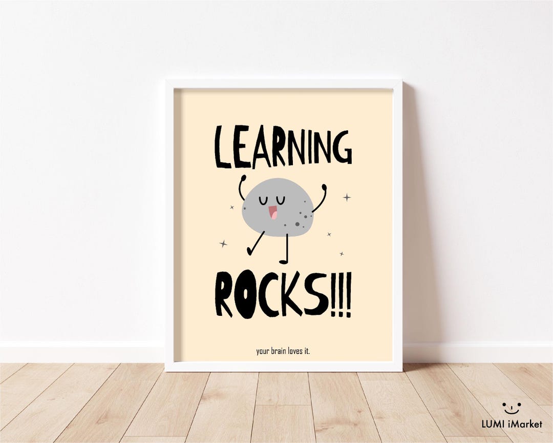 Learning Rocks Classroom Poster | Classroom Decor | Cartoon Art Print ...