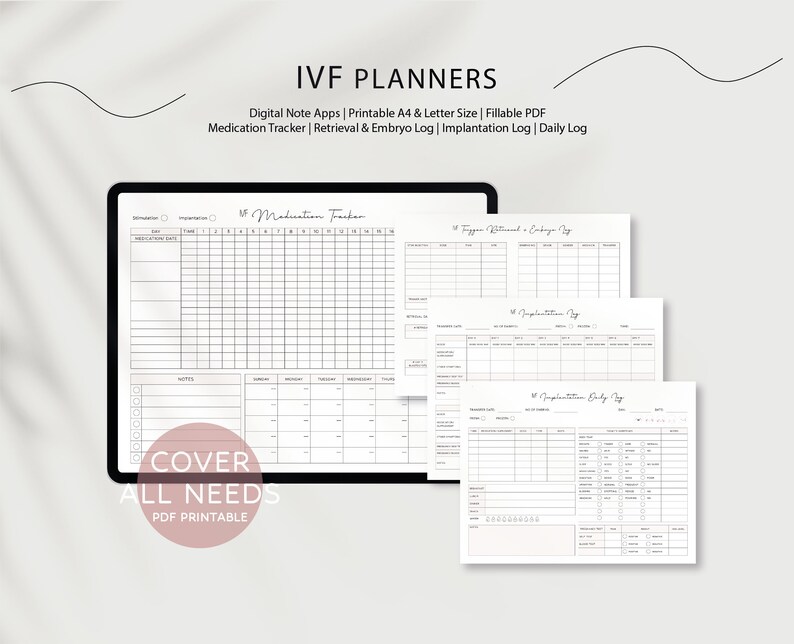 IVF Medication Tracker | Printable IVF Planner | Symptoms Daily Log ...