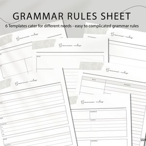 Grammar Rules List | Grammar Worksheet | Language Study Planner ...