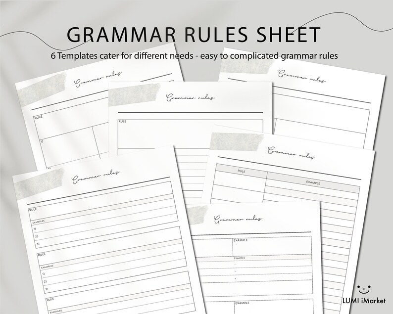Grammar Rules List | Grammar Worksheet | Language Study Planner ...