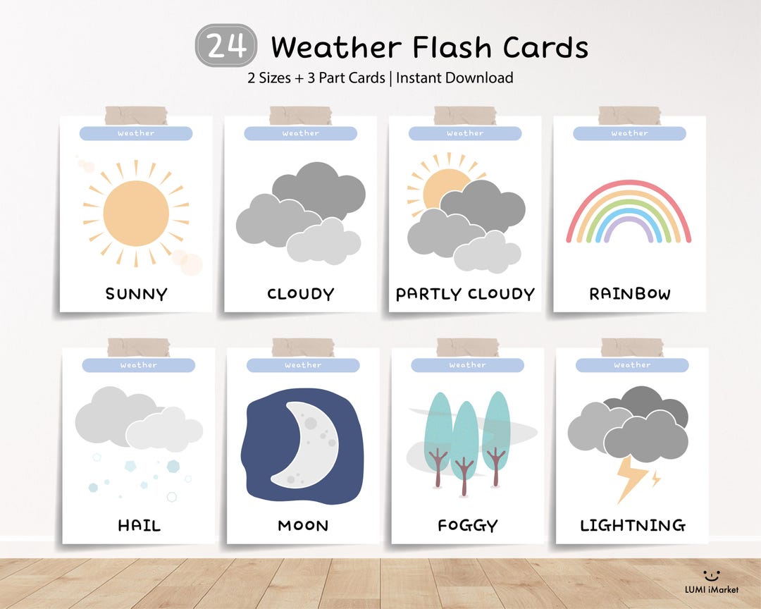 Weather Flash Cards | Weather Charts | Montessori Materials ...
