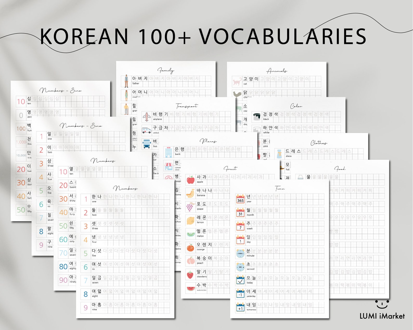 100+ Korean Words Writing Practice Sheet | Hangul | Vocabulary ...