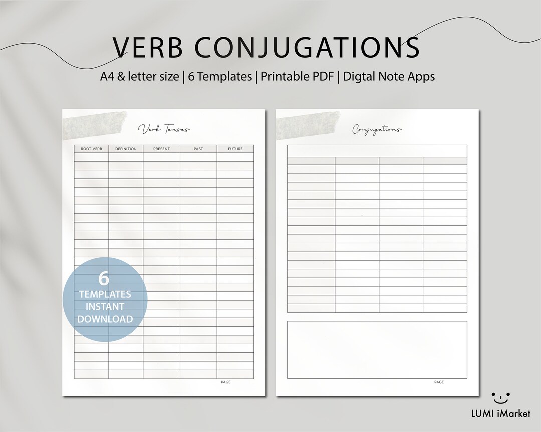 Verb Conjugations Printable Worksheet | Conjugations Practice ...