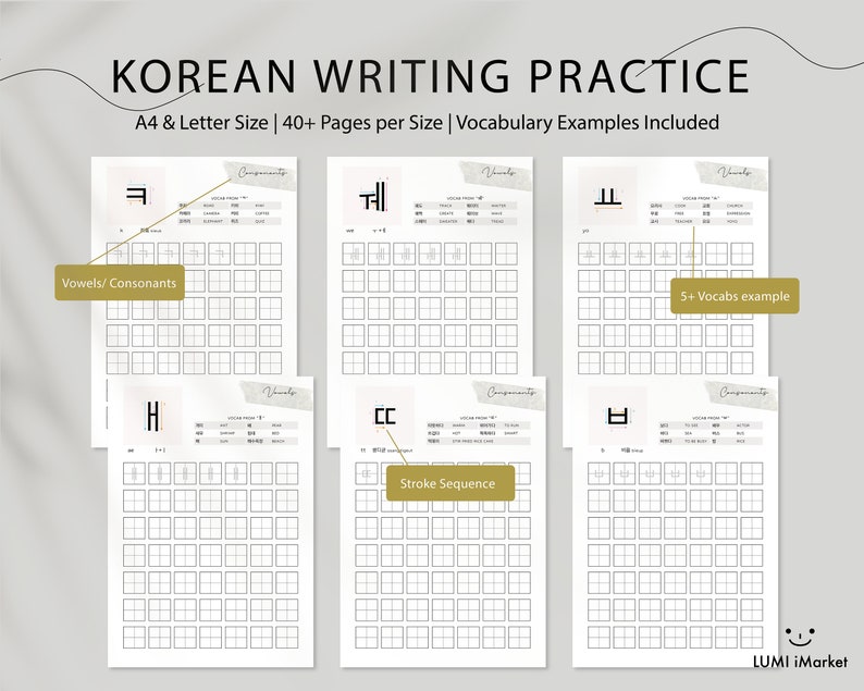 Korean Hangul Practice | Korean Worksheets | Korean Letter Practice ...