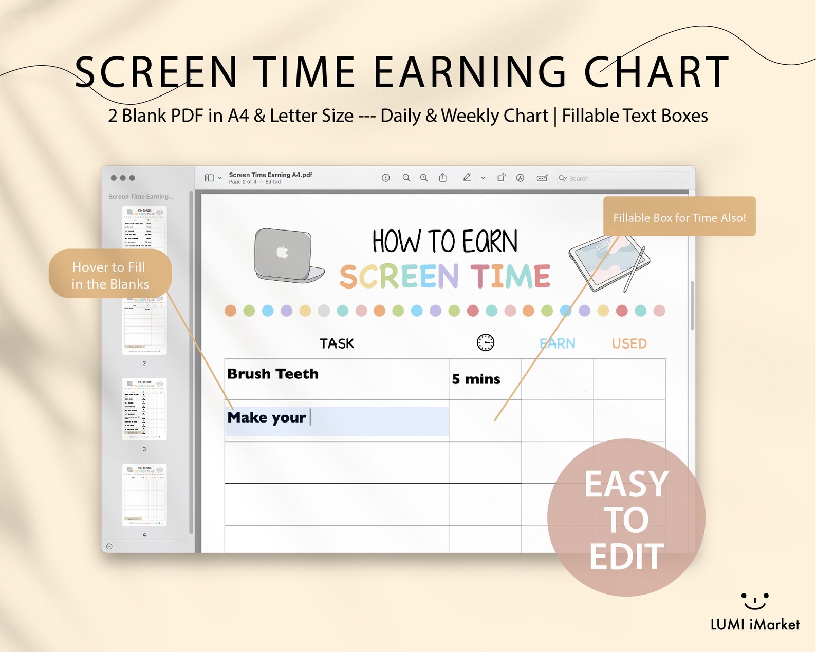 Screen Time Chart Checklist | Daily Screen Time Schedule | Summer ...
