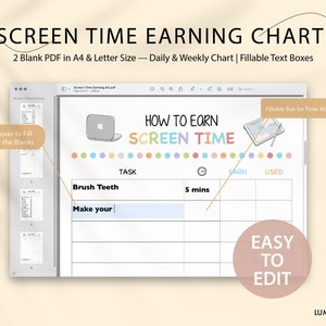 Screen Time Chart Checklist | Daily Screen Time Schedule | Summer ...