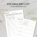 Vocabulary List | Vocabulary Worksheet | Language Study Planner| Korean ...