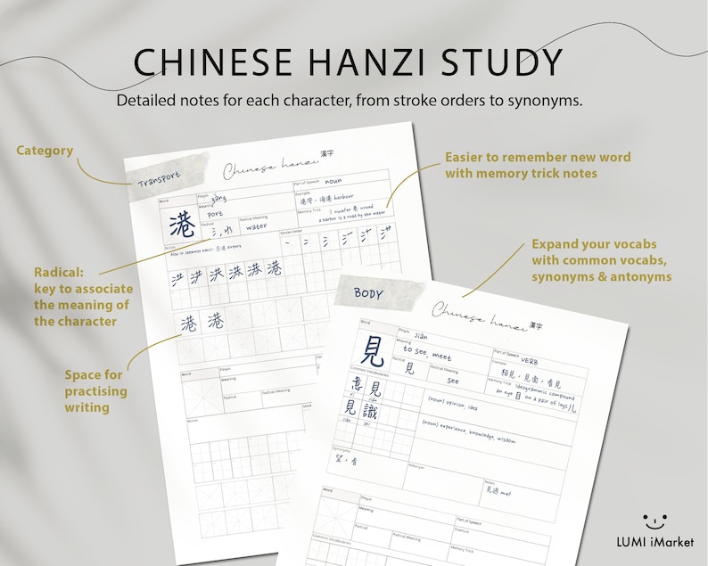 Chinese Hanzi Study Sheet | Hanzi Worksheet | Language Study Planner ...