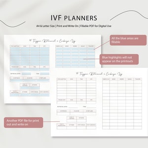 IVF Medication Tracker | Printable IVF Planner | Symptoms Daily Log ...