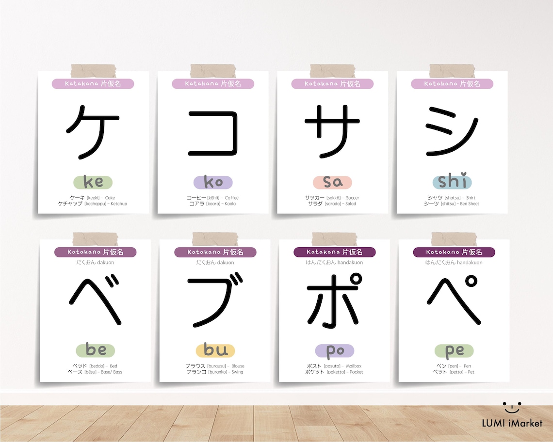 Japanese KATAKANA Flashcards | Japanese Study (additional Sounds ...