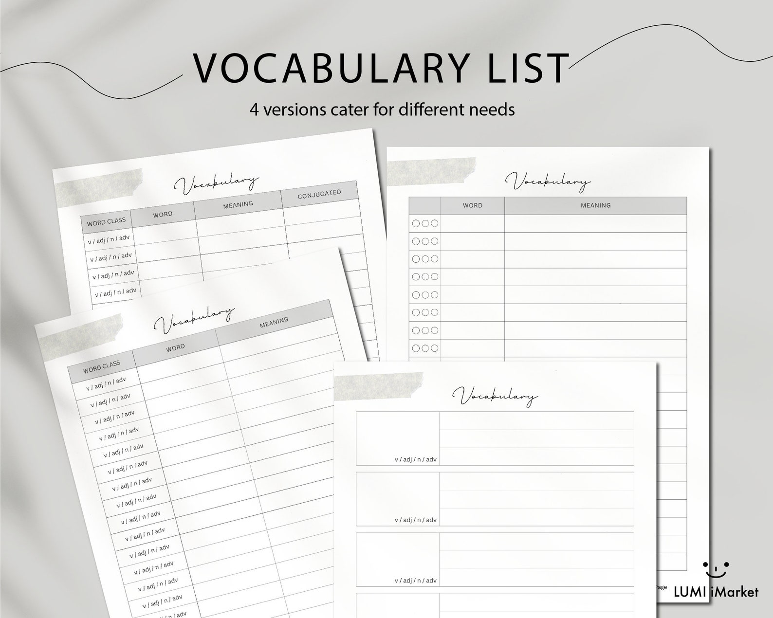 Vocabulary List | Vocabulary Worksheet | Language Study Planner| Korean ...