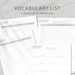 Vocabulary List | Vocabulary Worksheet | Language Study Planner| Korean ...