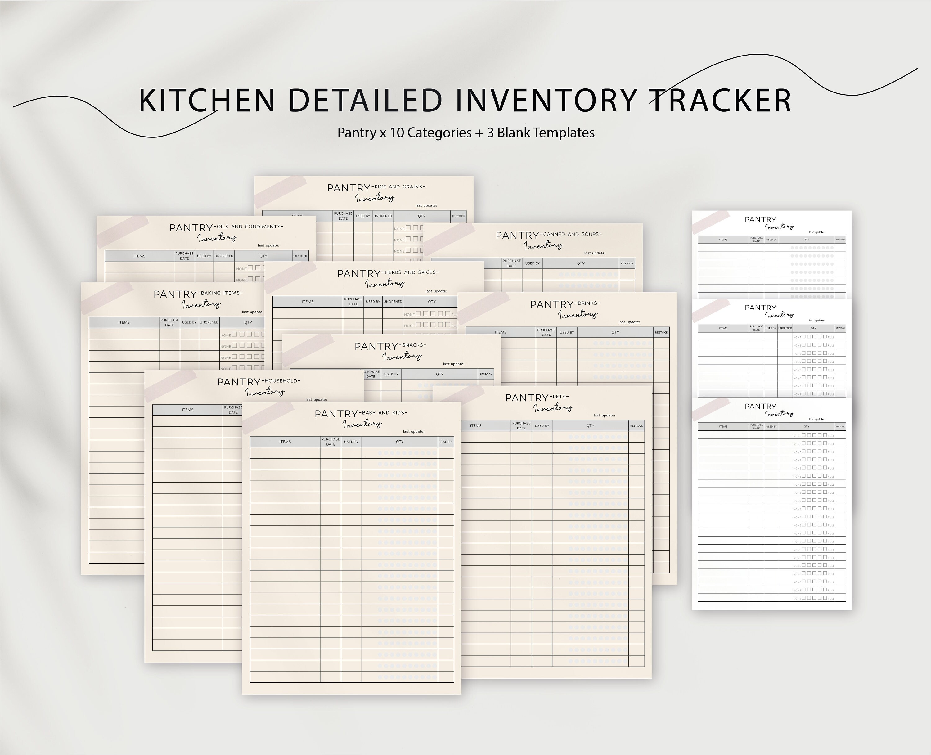 DETAILED Kitchen Inventory Tracker Fridge, Freezer, Pantry Planner ...