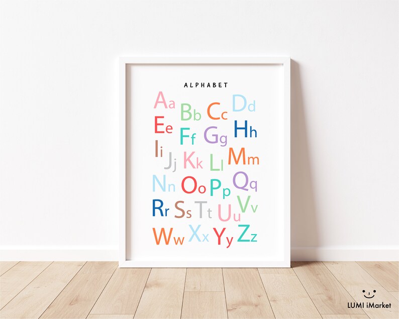 5 English Alphabet Educational Posters Upper Lower Letter Set of 5 ...