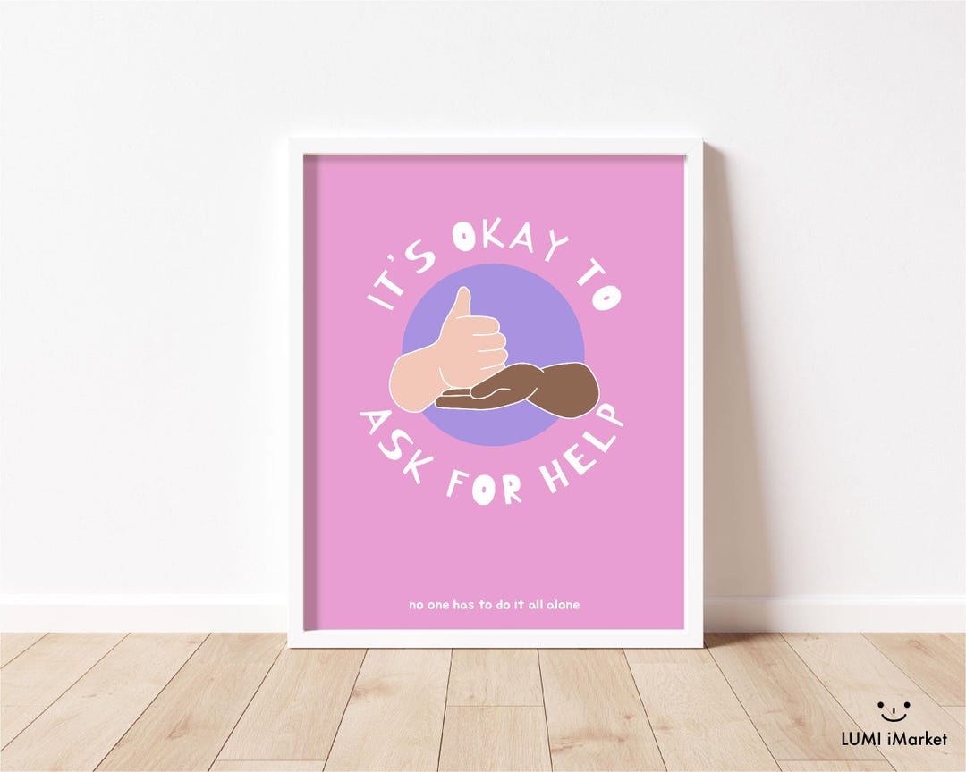 Classroom 'ask for Help' Poster | Classroom Decor | Cartoon Art Print ...