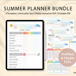 Summer Planner Bundle | Printable & Editable | Daily Screen Time ...