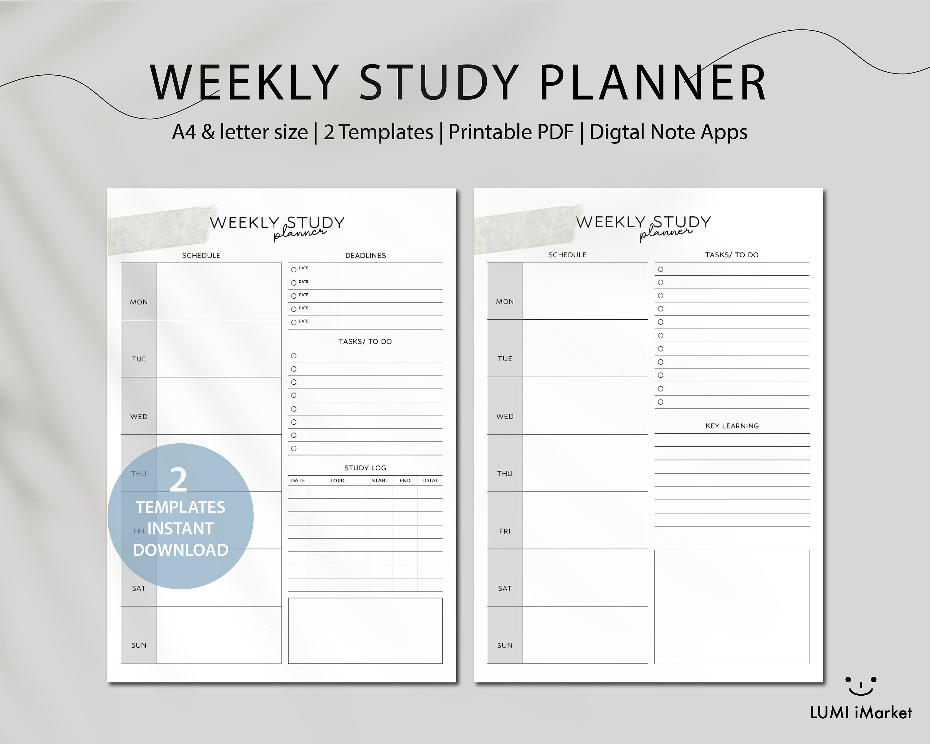 Weekly Study Planner Printables | Study Log | Language Study Planner ...