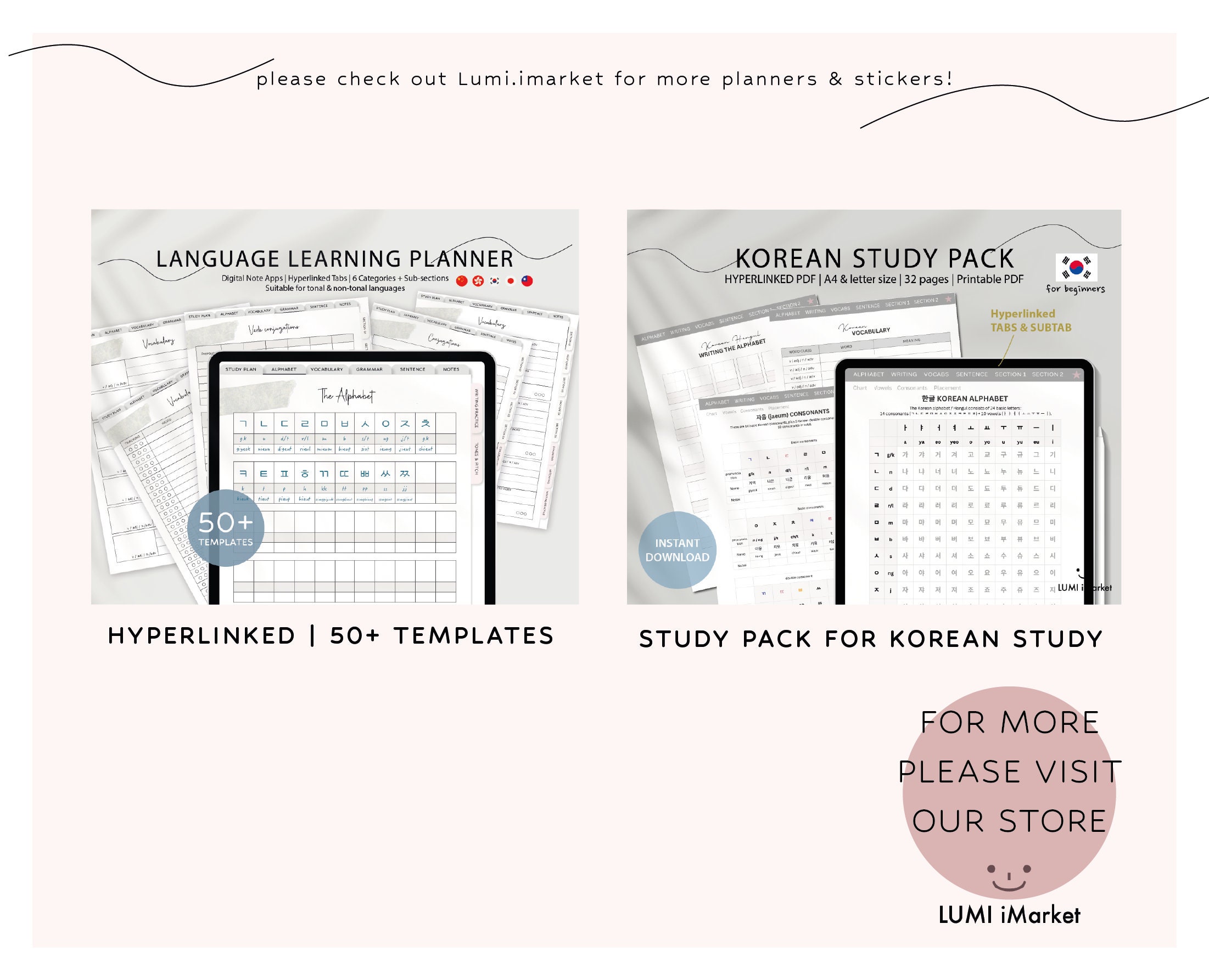 Korean Hangul Study Pack | Korean for Beginners|hyperlinked Learning ...