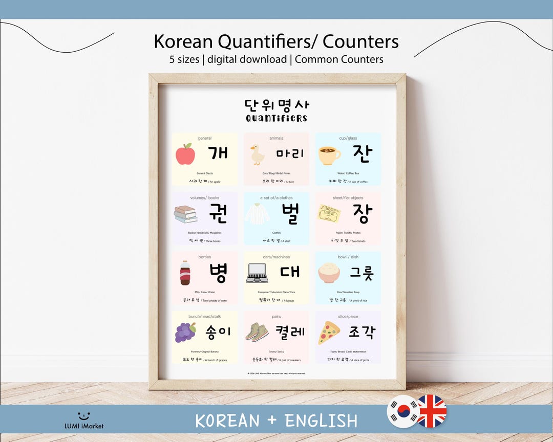 Korean English Educational Poster | Counters, Quantifiers | Classroom ...