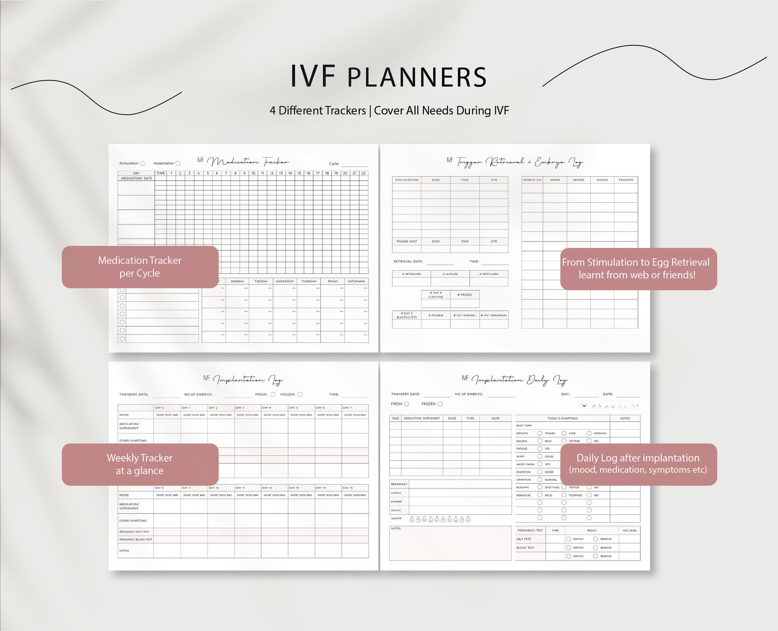 IVF Medication Tracker Printable IVF Planner Symptoms Daily Log IVF ...