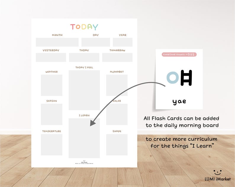 Korean Vowels Consonants Flash Cards | Hangul | Basic Korean ...