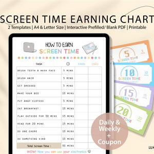 Screen Time Chart Checklist | Daily Screen Time Schedule | Summer ...