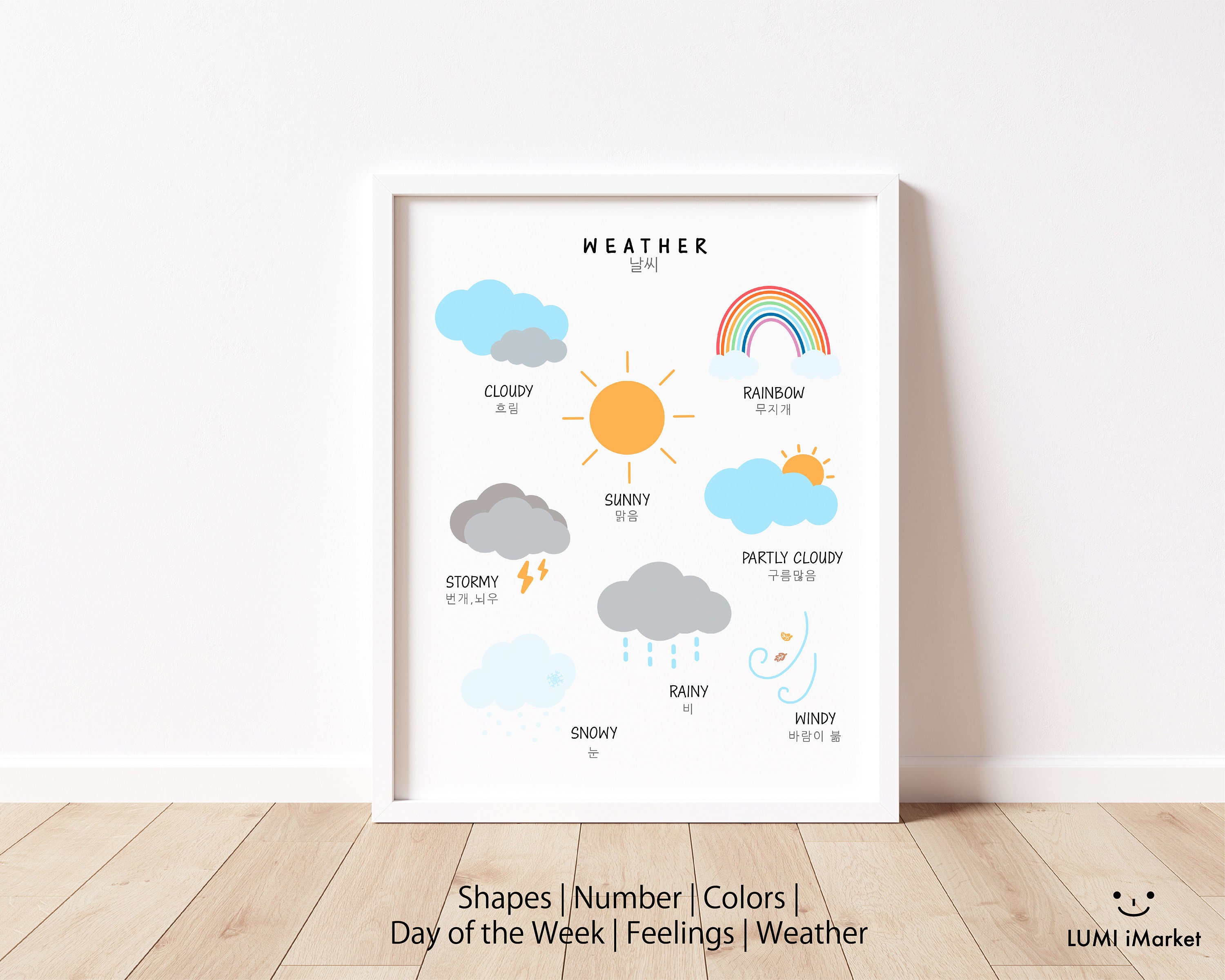 6 Bilingual Korean Educational Posters | Korean Learning Posters | Set ...
