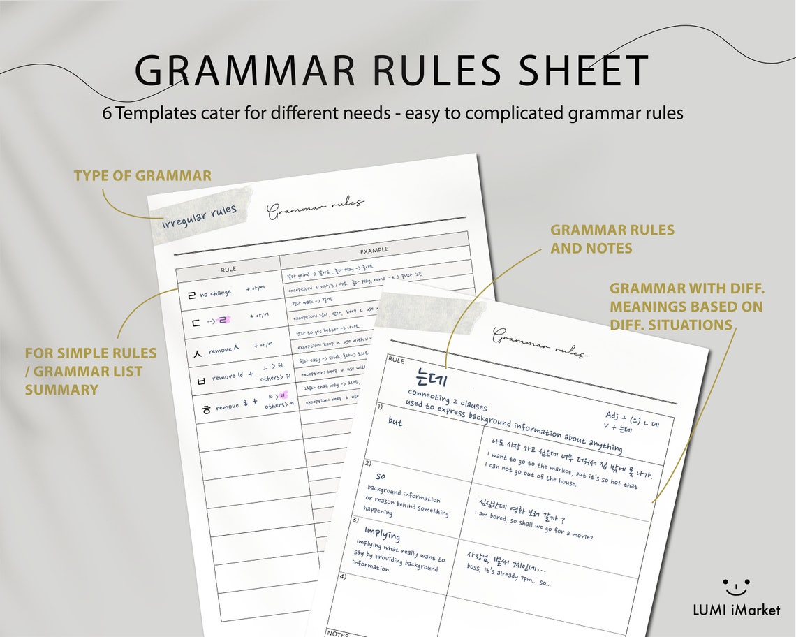 Grammar Rules List | Grammar Worksheet | Language Study Planner ...