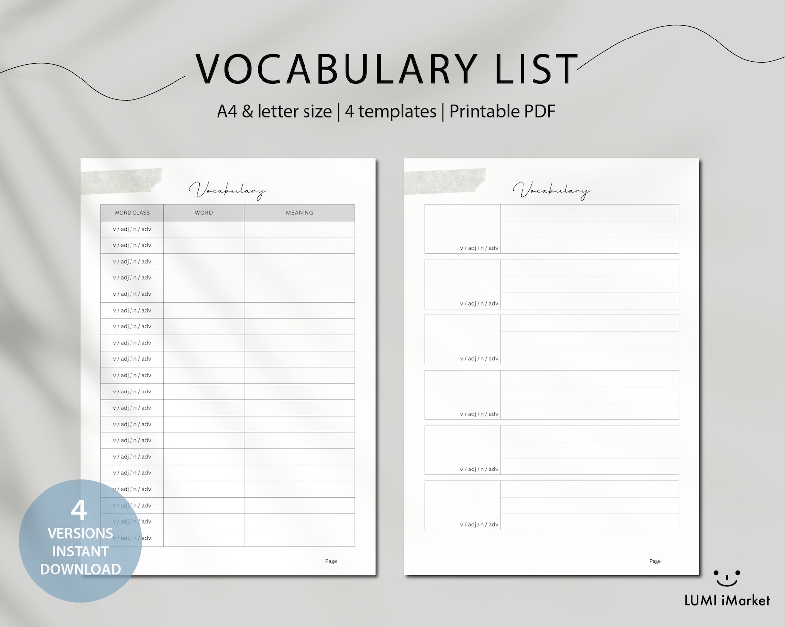 Vocabulary List | Vocabulary Worksheet | Language Study Planner| Korean ...