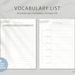 Vocabulary List | Vocabulary Worksheet | Language Study Planner| Korean ...