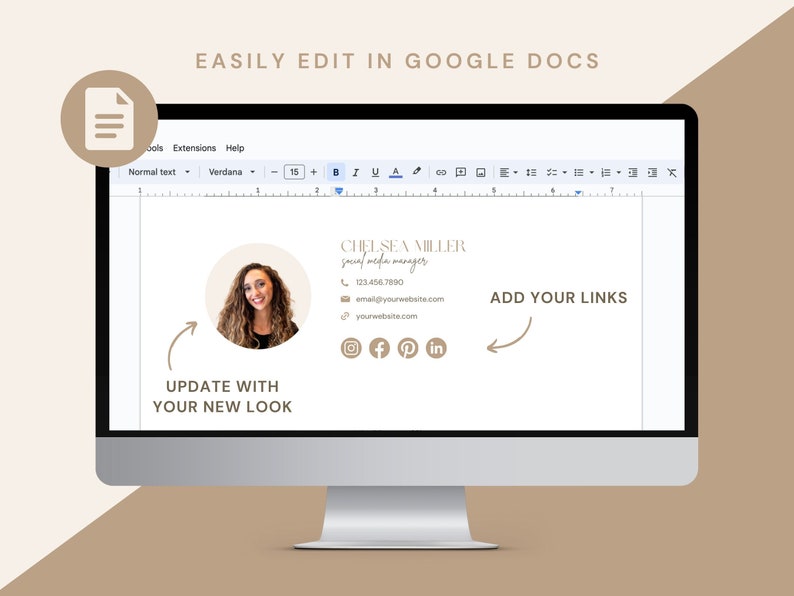 Email Signature Template for Gmail With Clickable Links | ERT001 - Etsy
