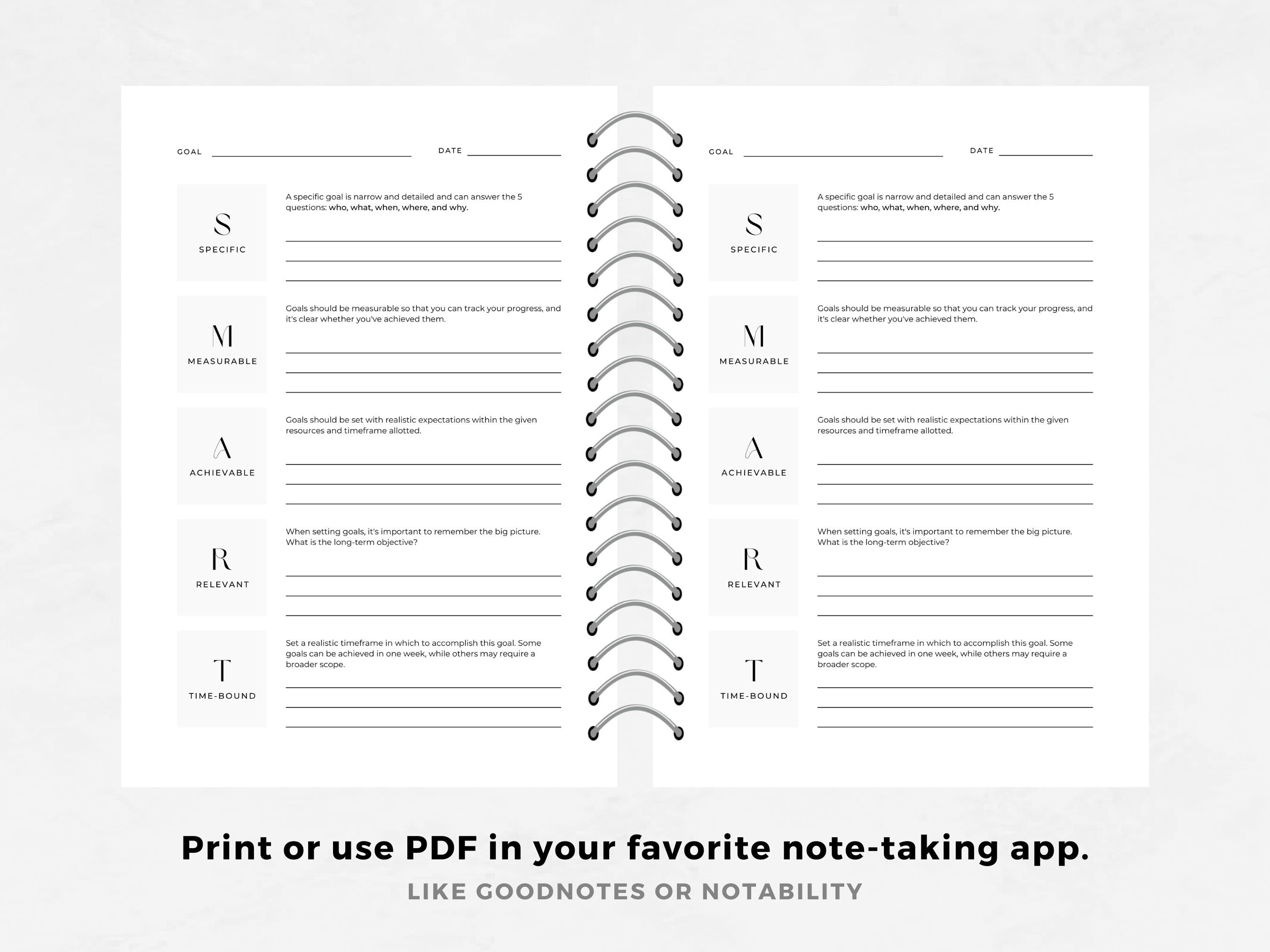 Smart Goal Planner Worksheet | Smart Goal Template | Goal Setting ...