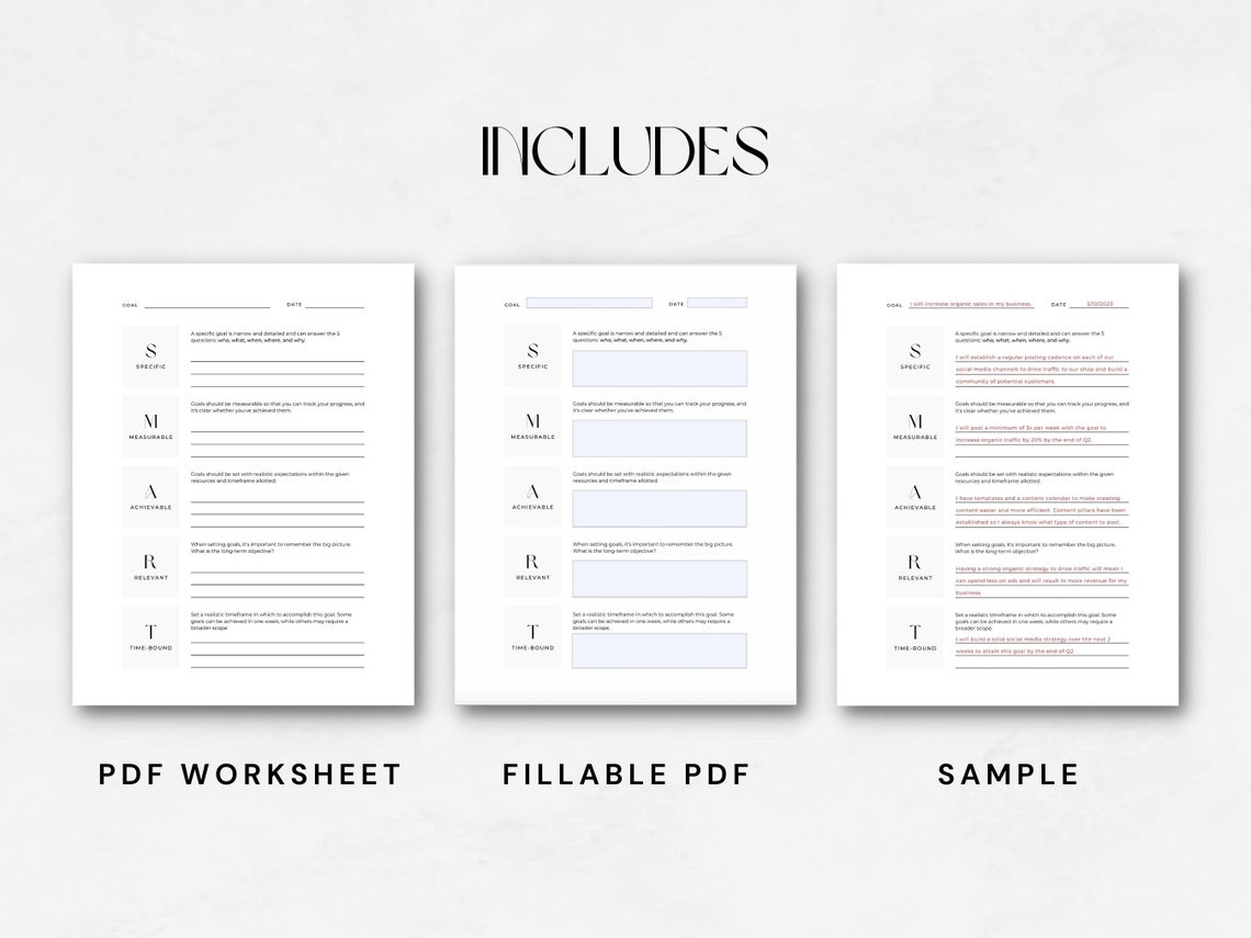 Smart Goal Planner Worksheet | Smart Goal Template | Goal Setting ...