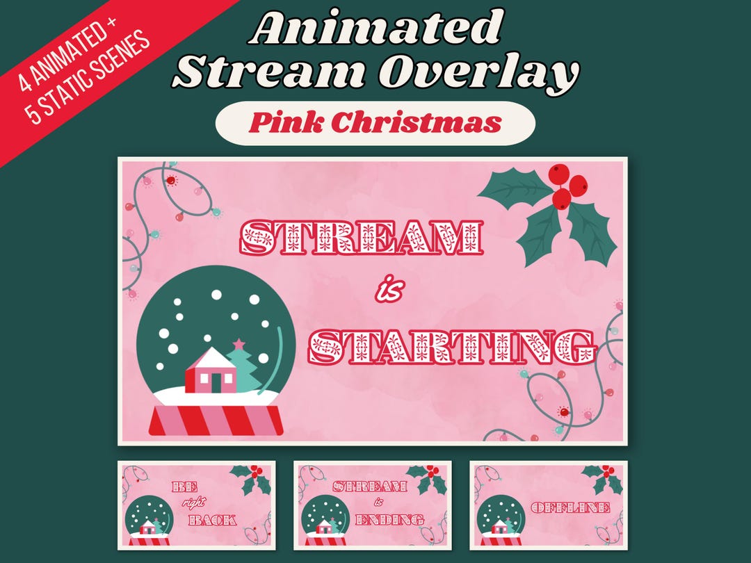 Animated Pink Christmas Streaming Scenes | Twitch Overlays | Stream ...