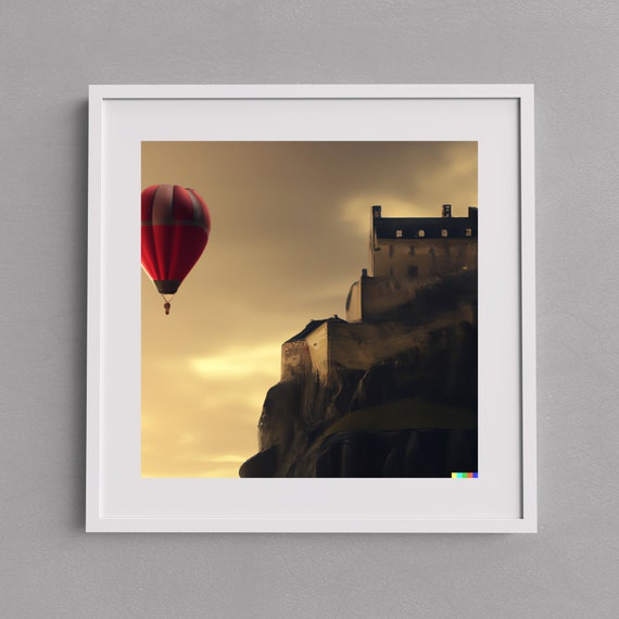 Balloon Flying Near Edinburgh Castle. Digital Art. - Etsy