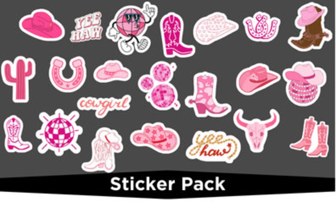 Cowgirl Sticker Pack | Western Pink Stickers | Vinyl Sticker - Etsy