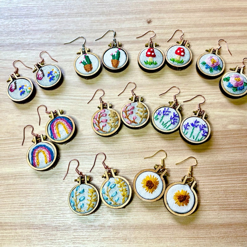 Embroidered Earrings - Etsy