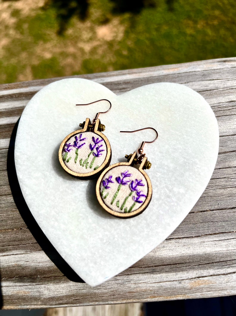 Hand Embroidered Earrings: Mini Hoop, Floral, Hypoallergenic - Etsy