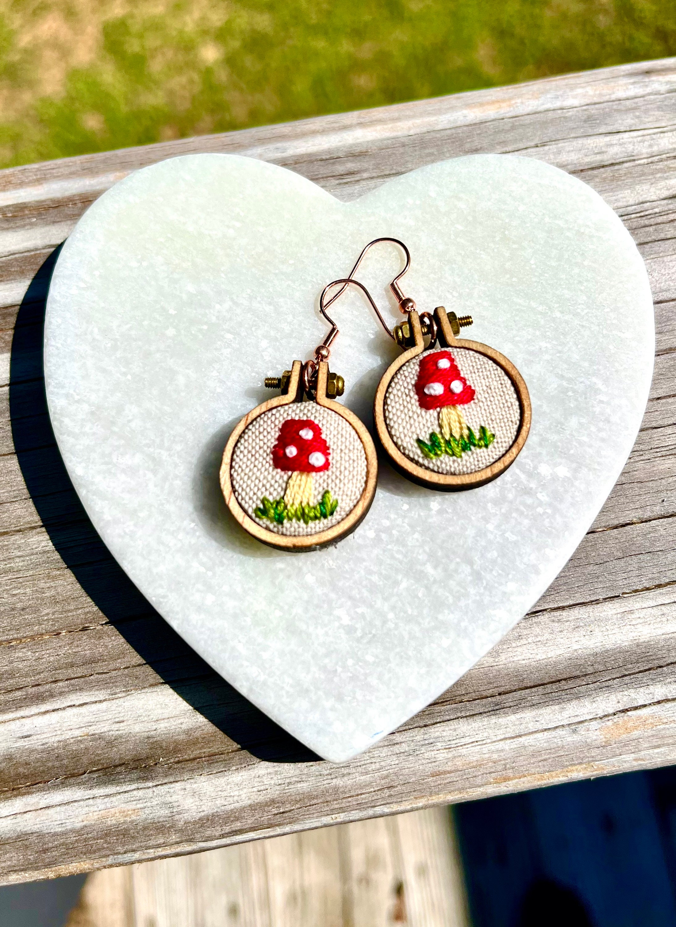 Hand Embroidered Earrings: Mini Hoop, Floral, Hypoallergenic - Etsy