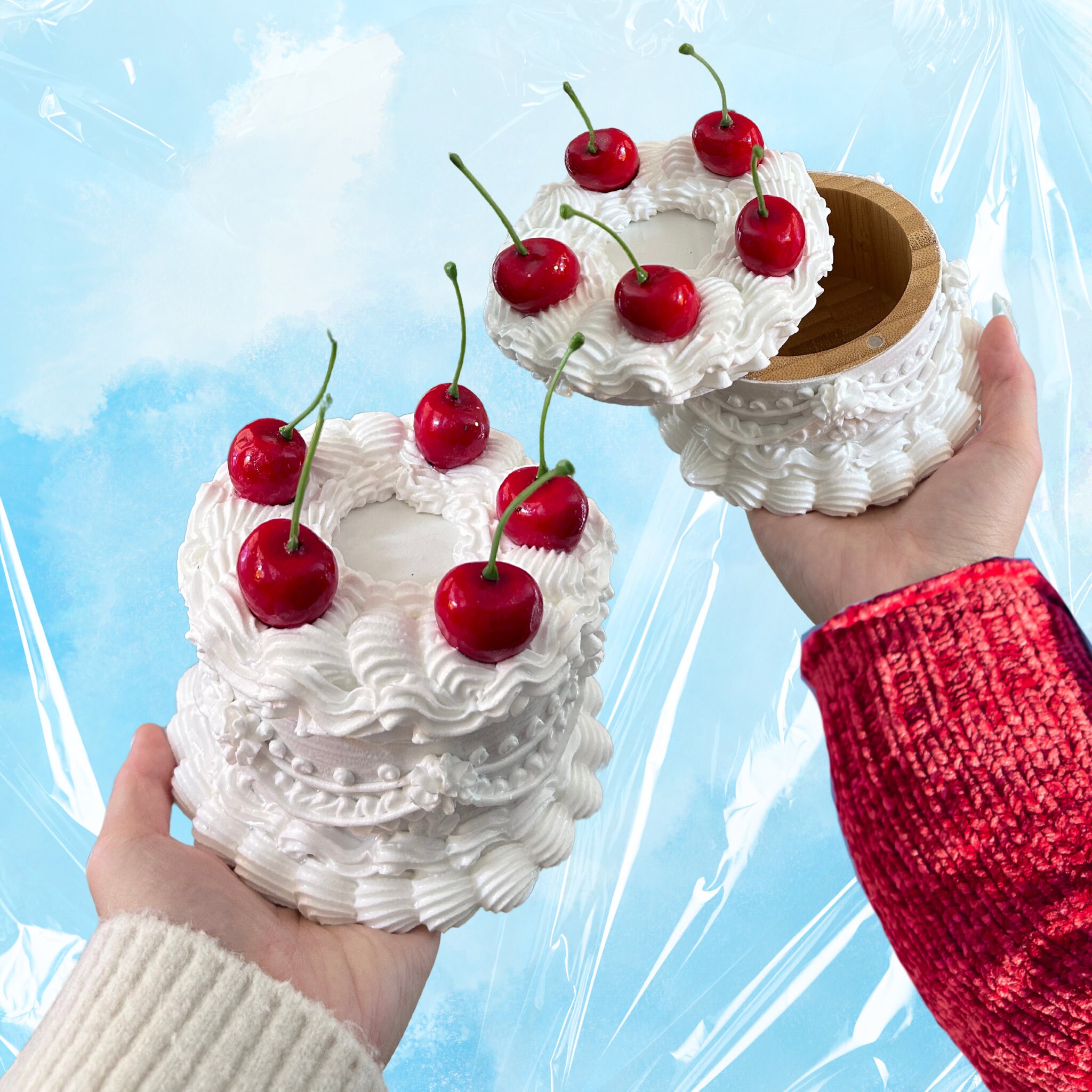 Fake Cake, Wooden Storage Box With Mirror White, Pink, Rainbow - Etsy