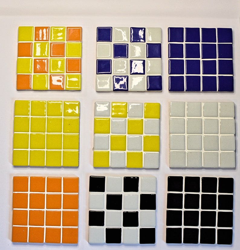 Tile Coaster Checker / Solid Patterns Ceramic - Etsy