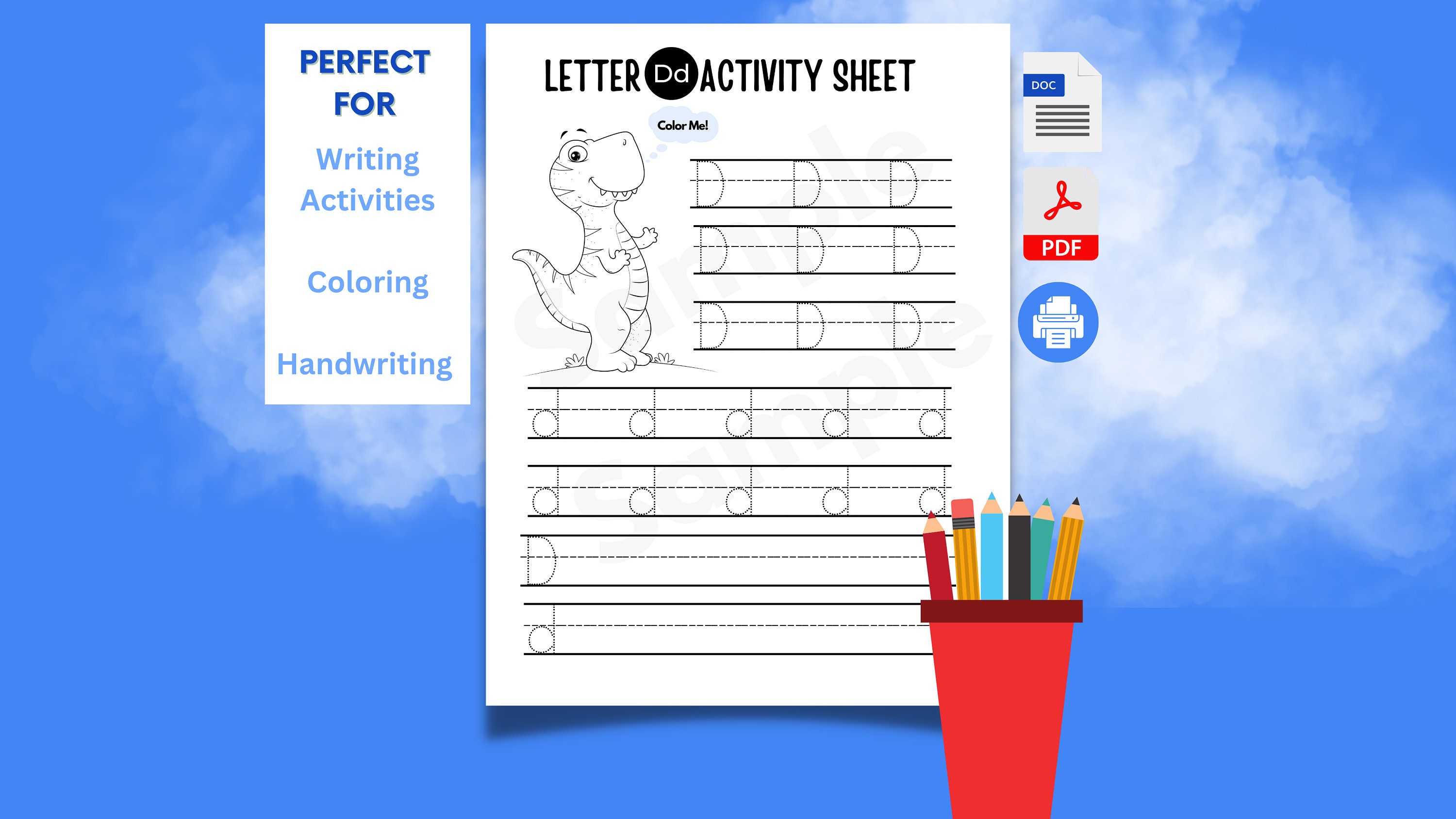 Improve Your Child's Handwriting With Fun and Engaging Dino D Activity ...