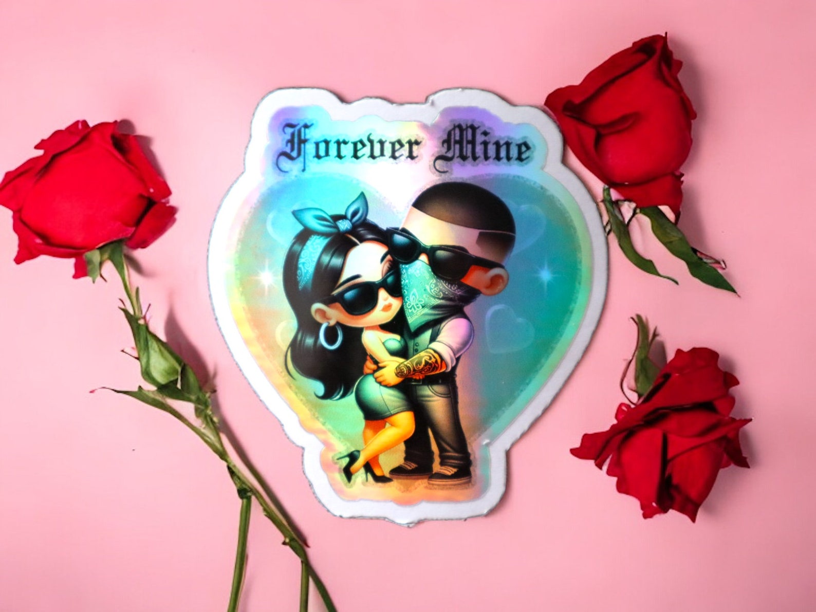 Chola Couple Stickers, Cute Valentine’s Day Sticker, Cholos Valentine's ...