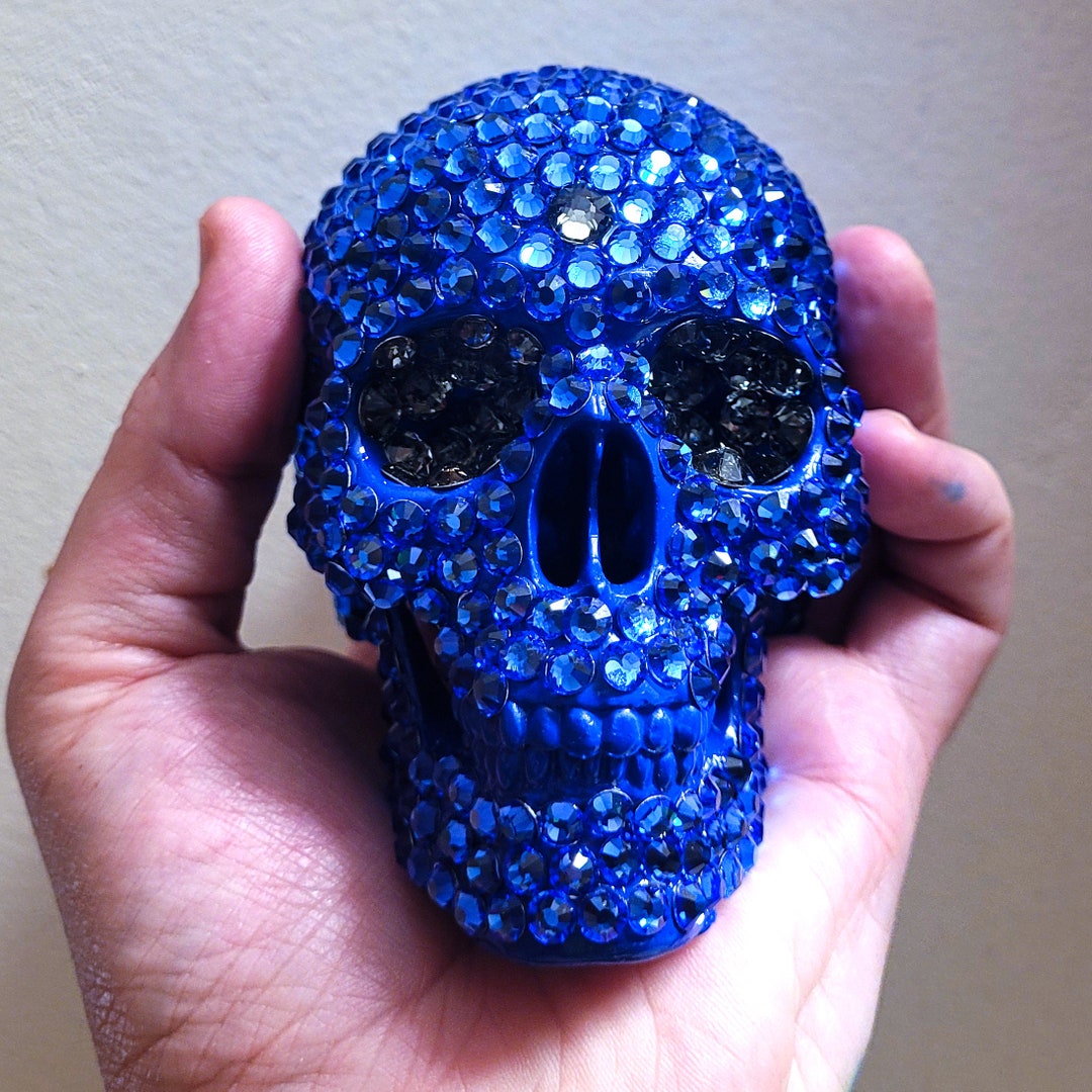 Sapphire Blue Mini Human Skull Replica Adorned W Sapphire Precosia ...