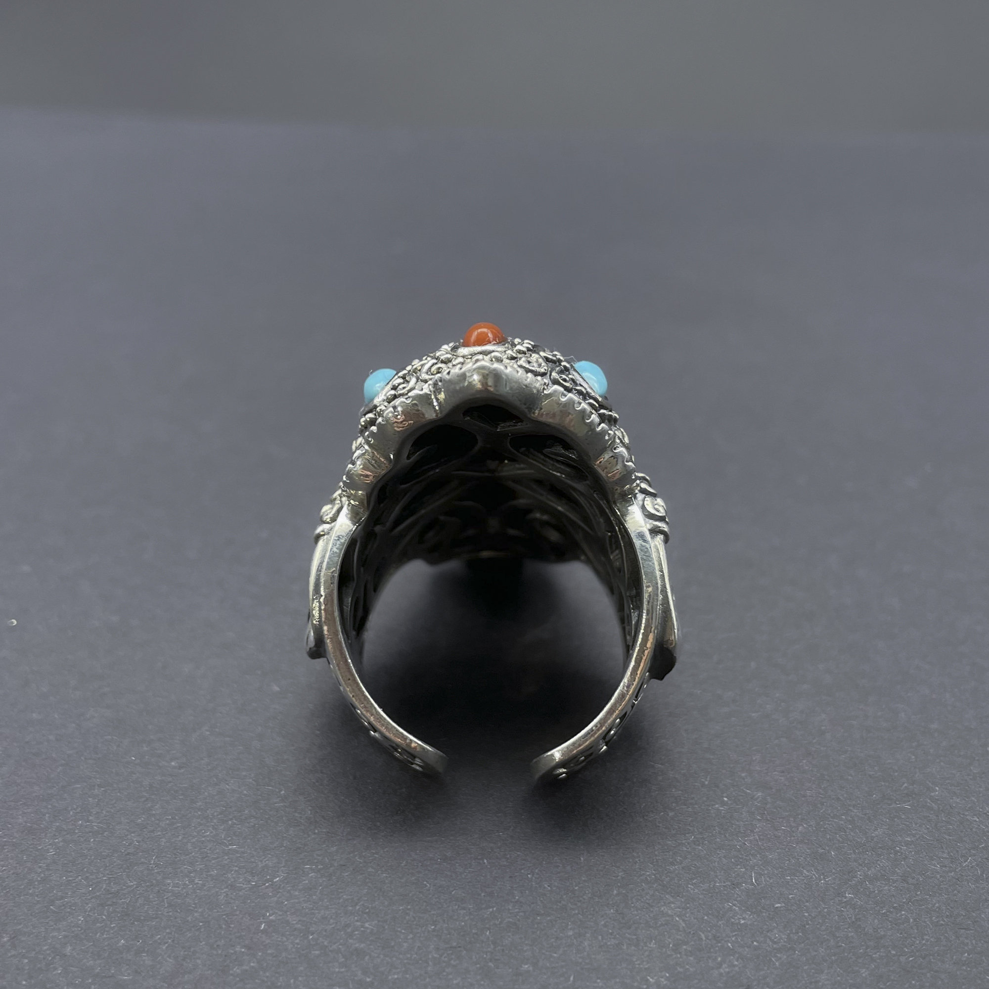 Mens Ring, Elephant Trunk Ring, Silver Elephant Ring, Turquoise Singnet ...