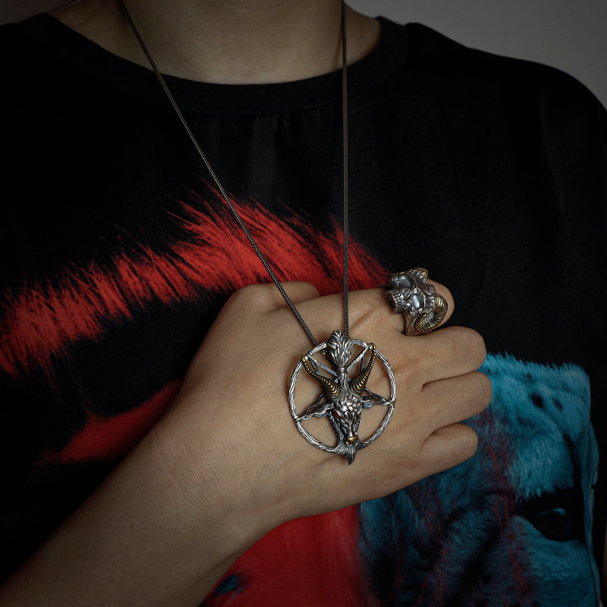 Baphomet Pentagram Satanic Pendant Necklace Silver Occult - Etsy