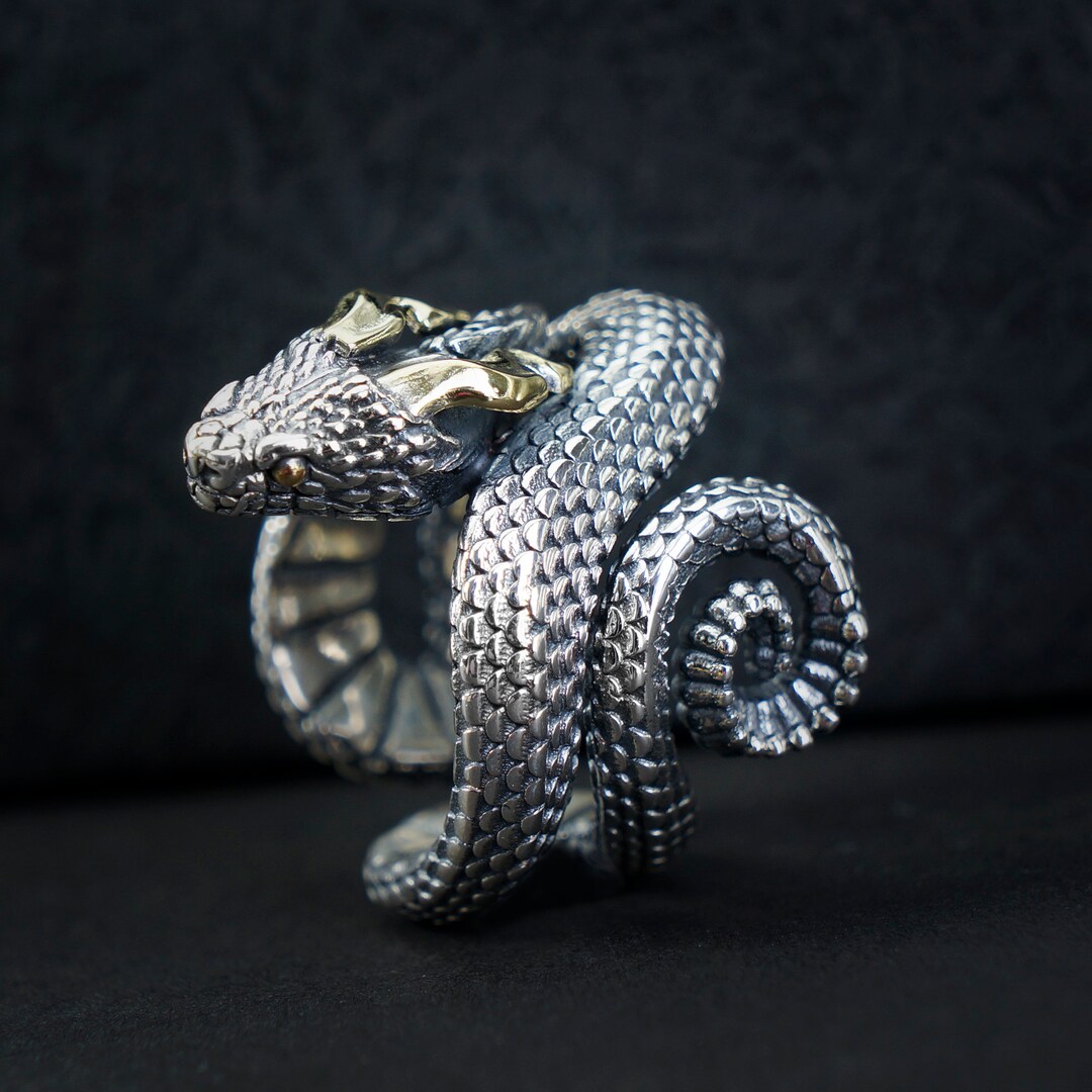 Sterling Silver Snake Ring,adjustable Ring,snake With Antenna Ring ...