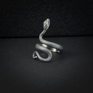 King Snake Silver Ring,king Cobra Sterling Silver Ring,python Ring for ...